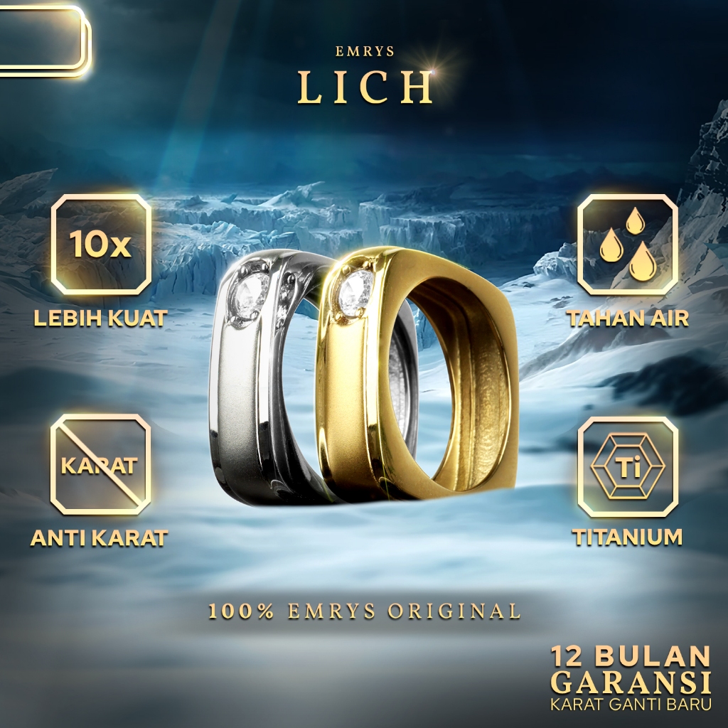 Jual BUY 1 FREE 1 GIFT Emrys Premium Ring LICH Real Titanium Anti Karat ...