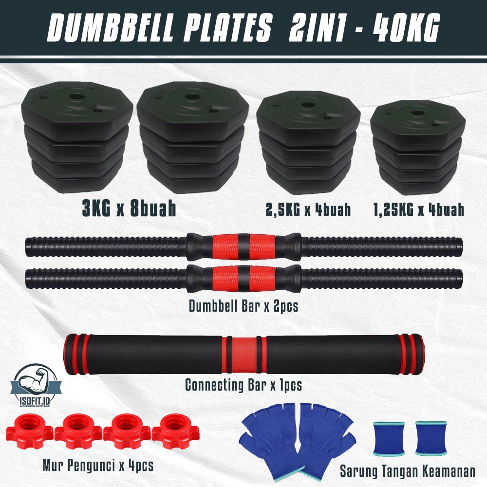 Jual Isofit.id DUMBELL SET 40KG / Barbel / Alat Angkat Beban / Alat ...