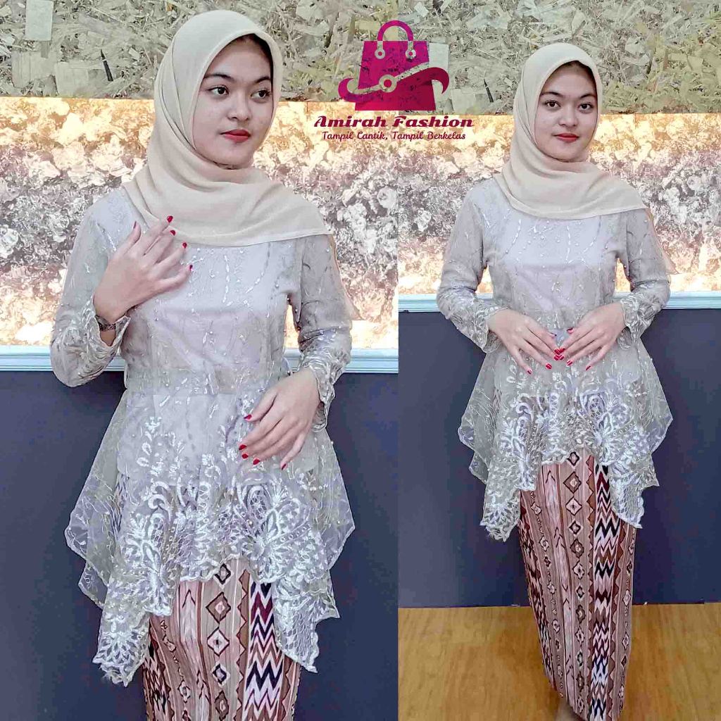 Jual AMIRAH KEBAYA KUTU BARU / KEBAYA TUNIK / TUNIK BROKAT / KEBAYA MODERN / KEBAYA TILE ...