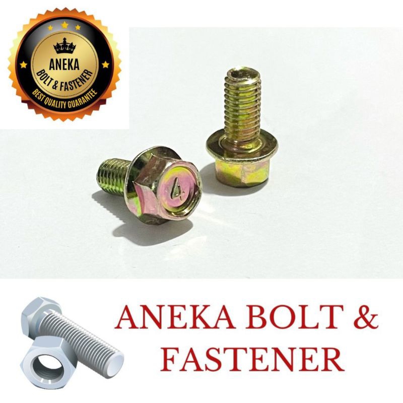 Jual AN Flange Bolt 8x16/ Baut Flange M8x16 Kuning | Shopee Indonesia