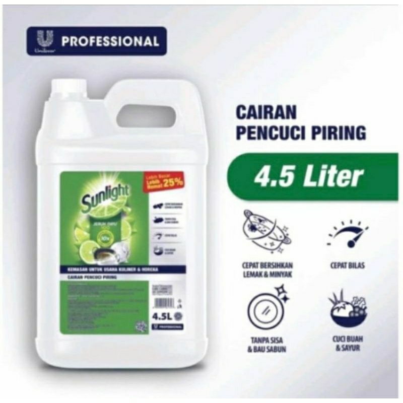 Jual Sunlight Professional Lime Sabun Cuci Piring 4,5 Liter | Shopee ...