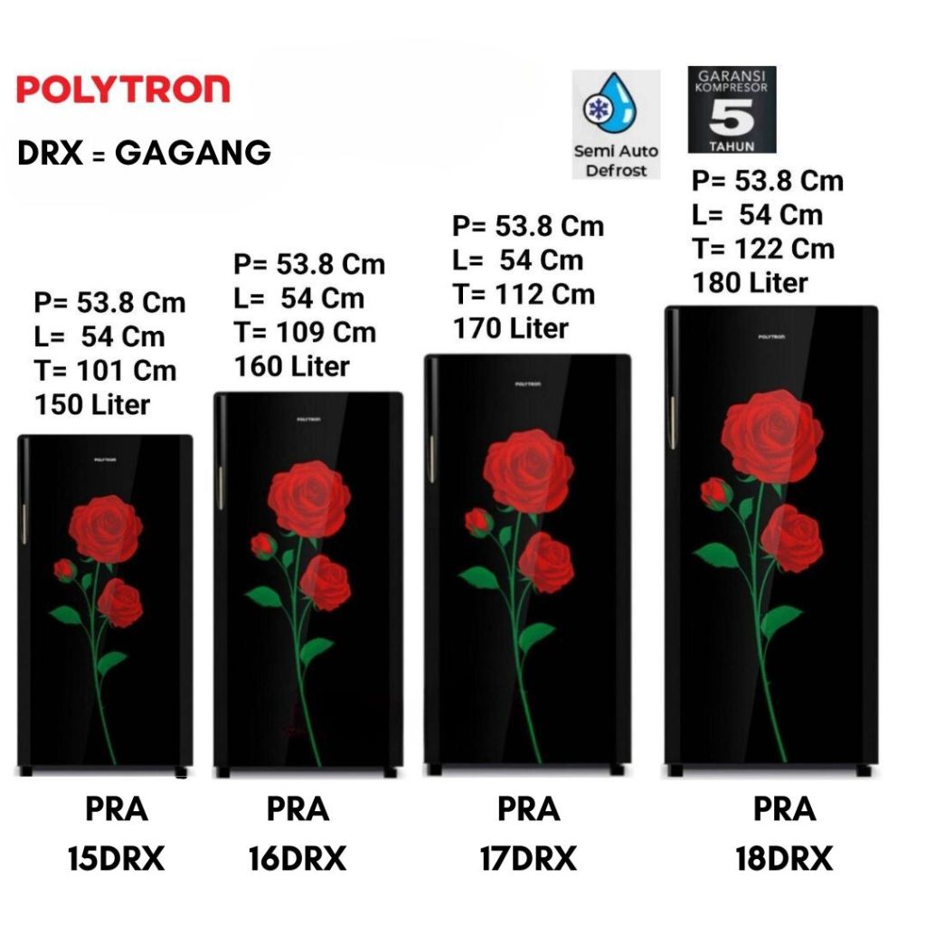 Jual KULKAS POLYTRON PRA15DRX KULKAS PRA 15DRX 16DRX 17DRX 18DRX ...