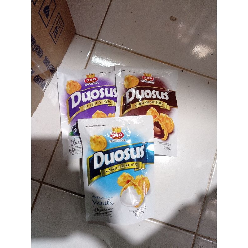 Jual Snack Duo Sus (Sus kering) Rasa Vanila, Bluberry, dan Cokelat ...