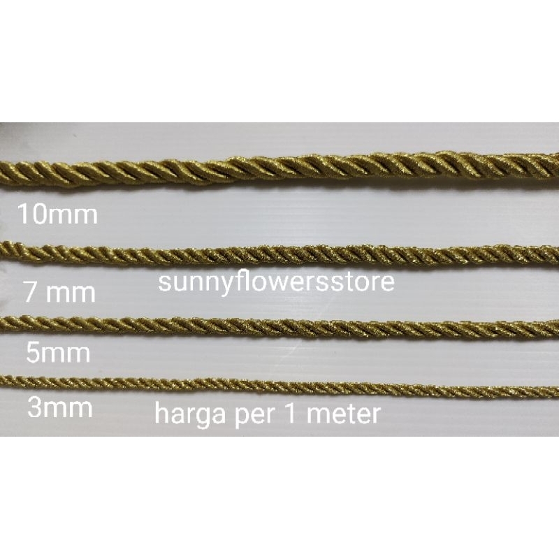 Jual (meteran ) tali tambang gold muda/tali yasin ukuran 3 mm/5 mm/7 mm ...