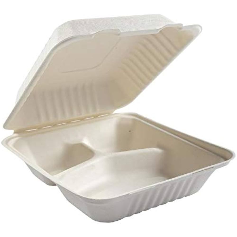 Jual Lunch Box Bagasse Besar Sekat 3 / Bagasse Box 3 Sekat @5 Pcs ...