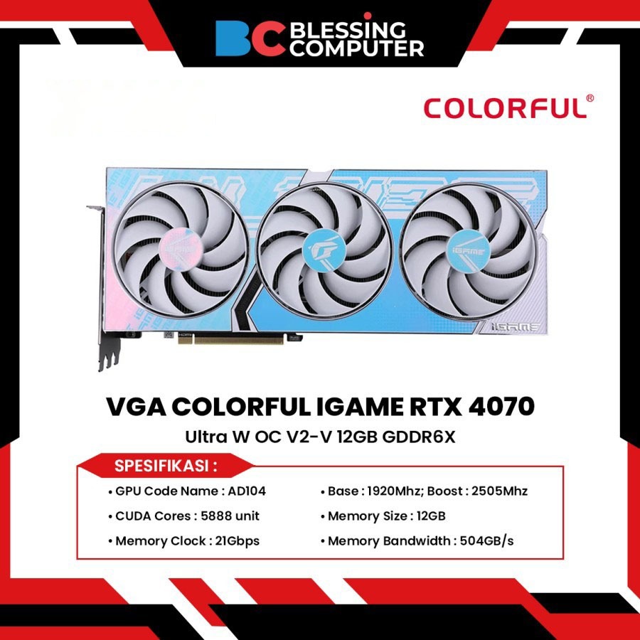 Jual Colorful iGame GeForce RTX 4070 Ultra W OC V2-V 12GB VGA RTX4070 ...