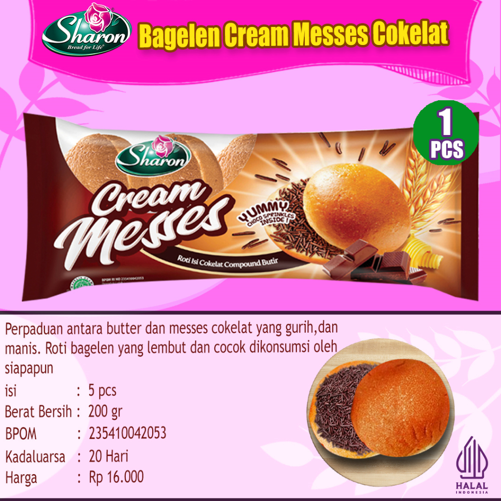 Jual Roti isi Cream Messes Sharon Bakery 200gr | Shopee Indonesia