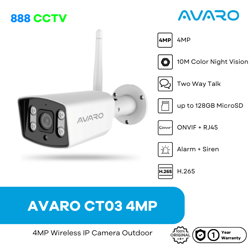 Jual AVARO CT03 Smart IP Camera 4MP Outdoor Wireless CCTV | Shopee Indonesia