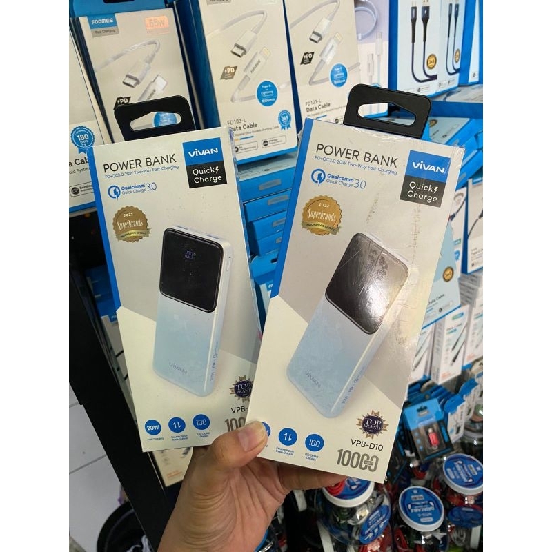 Jual Rp. 169.000 Min 5 PCS // VPB-D10 VIVAN powerbank 10000mAh fast ...