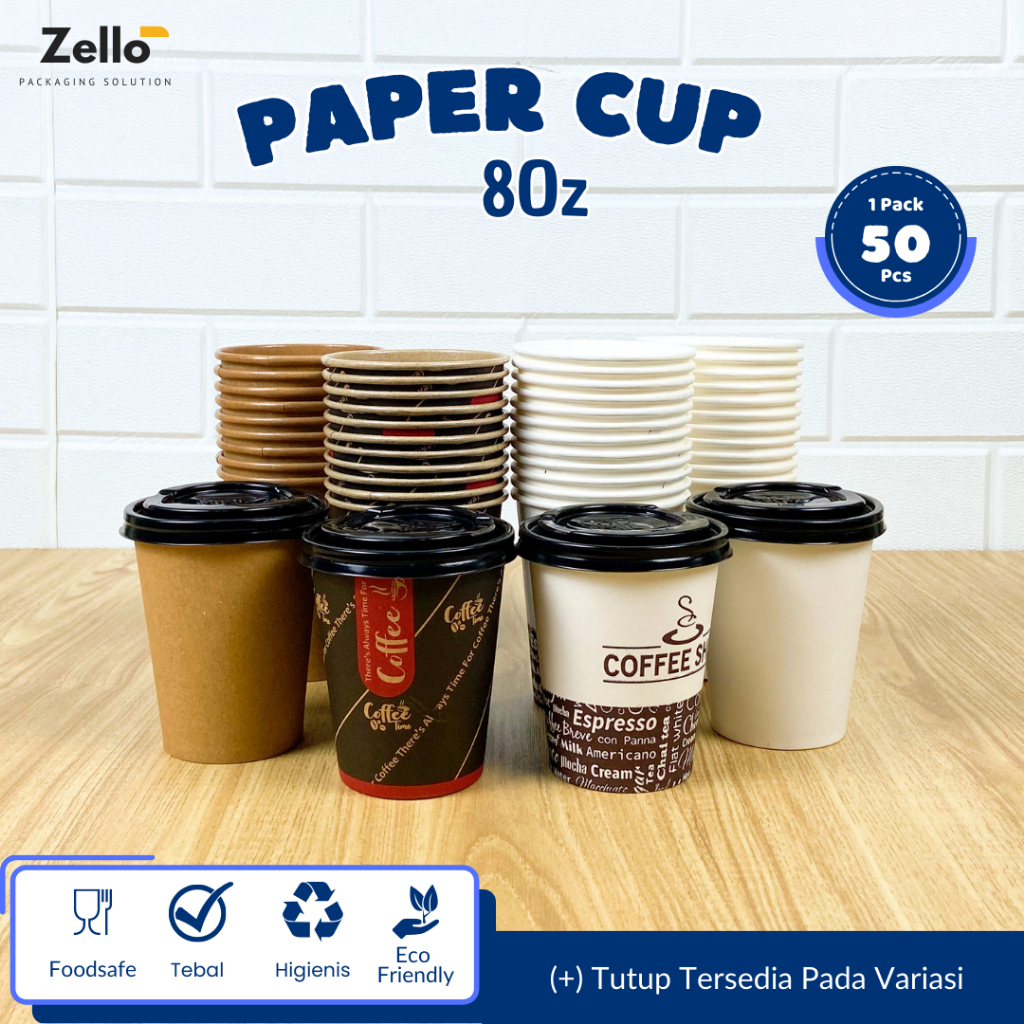 Jual [50 PCS] Paper Cup 8 Oz 240ml Gelas Kertas Kopi Teh Minuman Panas Foodgrade | Shopee Indonesia