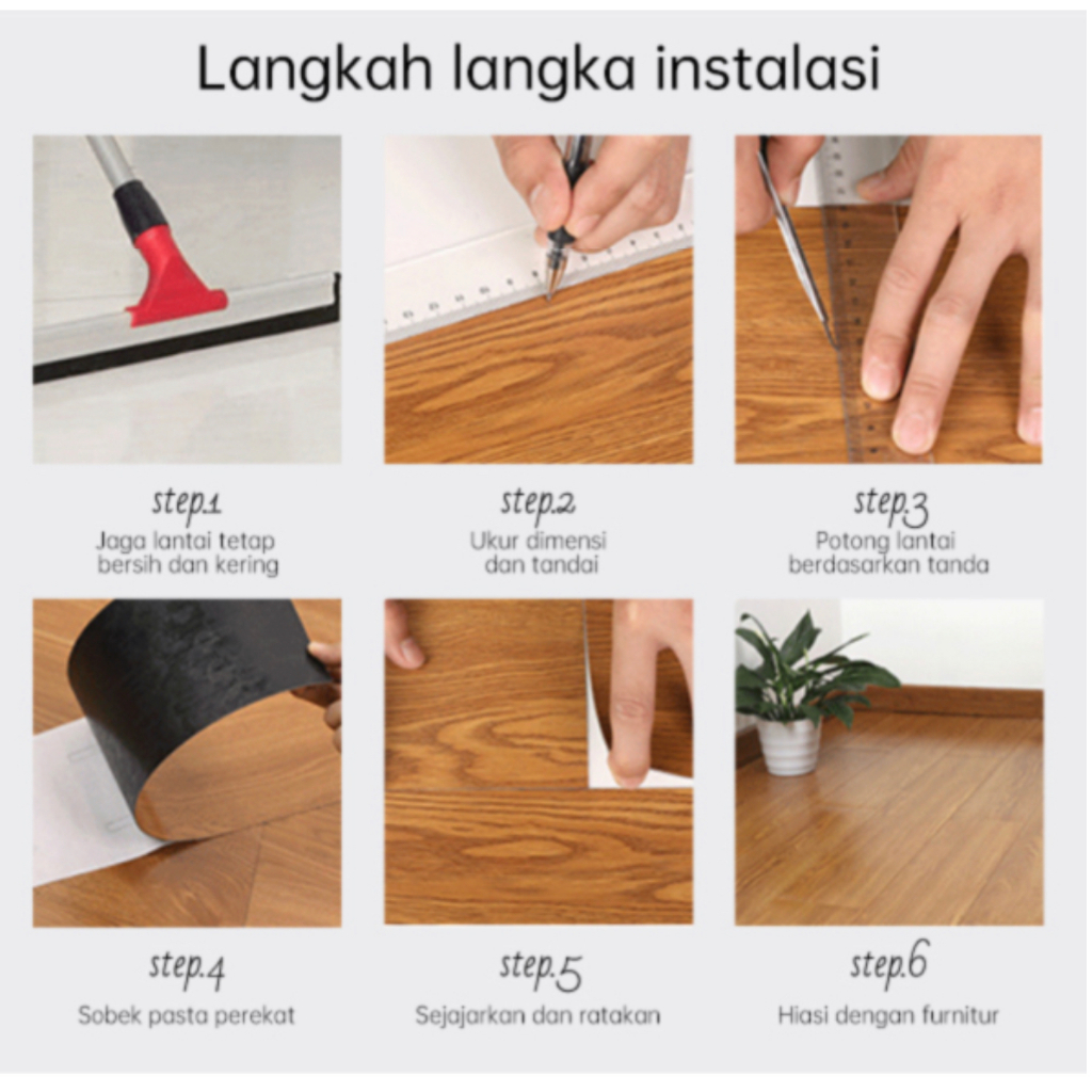 Jual PROMO PERBOX!! Vynil lantai Sticker lantai Motif kayu bahan PVC ...