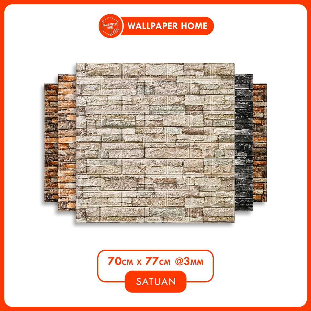 Jual Wallpaper Dinding 3D Foam Motif Batu Bata Real 70 x 77 cm | Shopee ...