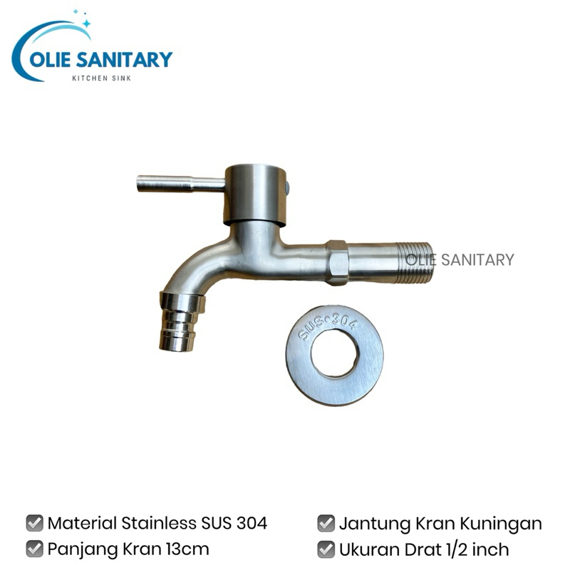 Jual Keran Tembok Kran Taman Panjang 13cm Stainless Steel SUS 304 / Keran Air Stenlis Kamar ...