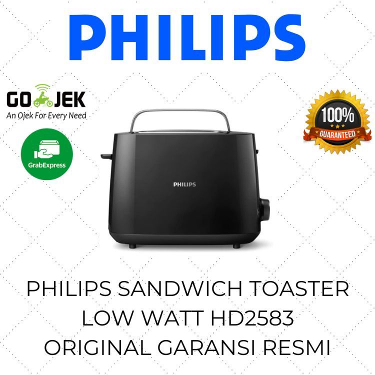 Jual Philips Toaster Pop Up Roti Low Watt HD 2583 / Pemanggang Roti Bakar Sandwich Listrik Daya ...