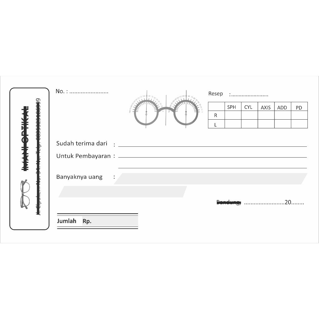 Jual Kwitansi Custom | Optik | Tanpa Minimal Order | Shopee Indonesia