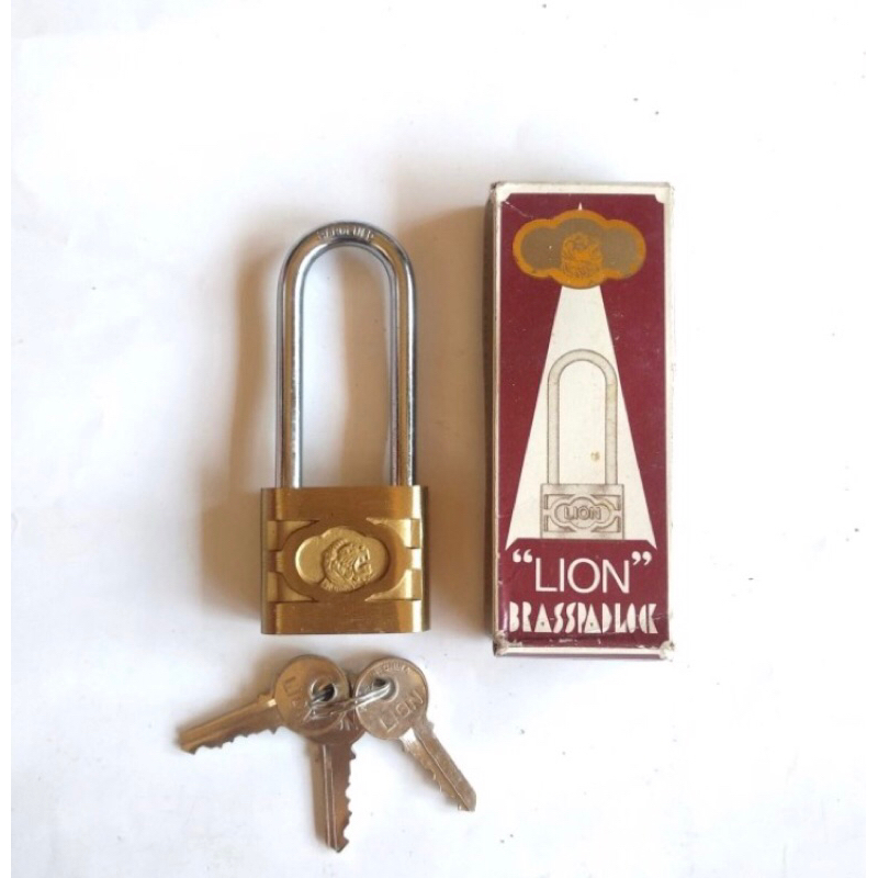 Jual Gembok Kuningan leher panjang merk Lion 40 mm original sudah ...