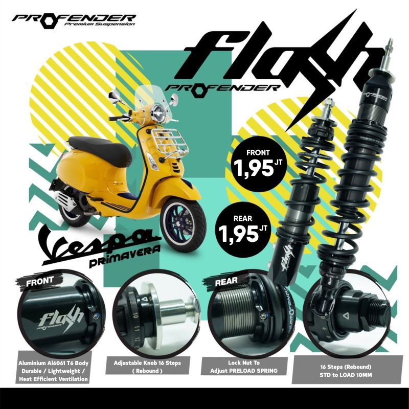 Jual Shockbreaker Shock Profender Flash Series Black Vespa Sprint ...