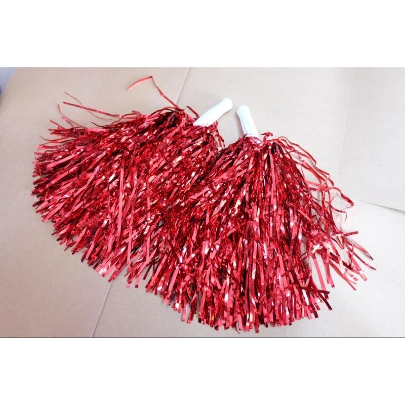 Jual POMPOM CHEERLEADER RUMBAI FOIL MERAH SILVER BIRU PINKFANTA GOLD ...