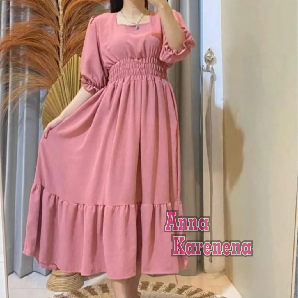 Jual Dress Daster Smok Kerut Dada Crinkle Airflow Jumbo | Shopee Indonesia