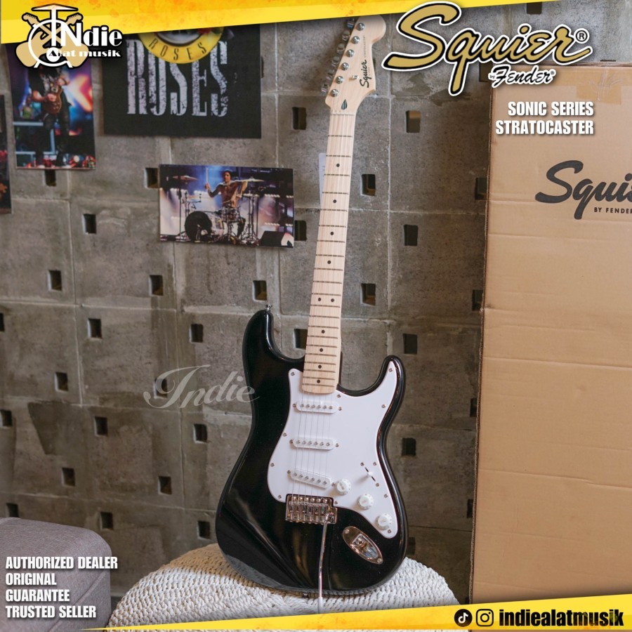 Jual Gitar Elektrik Squier Sonic Stratocaster Maple FB Black | Shopee Indonesia