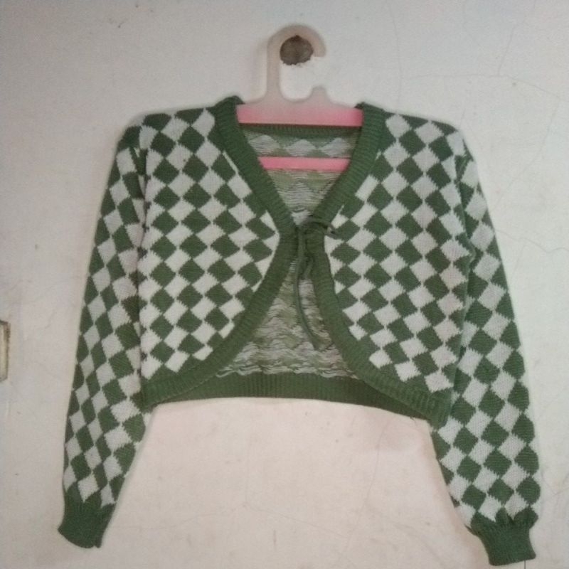 Jual Crop Kotak Tali/Cardi Crop Ketupat/Balero Motif Sido | Shopee Indonesia