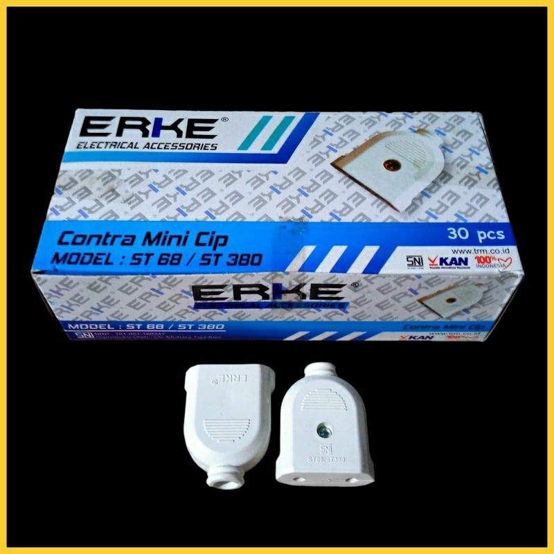 Jual Kontra Steker Gepeng ERKE , Kontra Mini Cip ERKE ST 380 SNI Putih | Shopee Indonesia