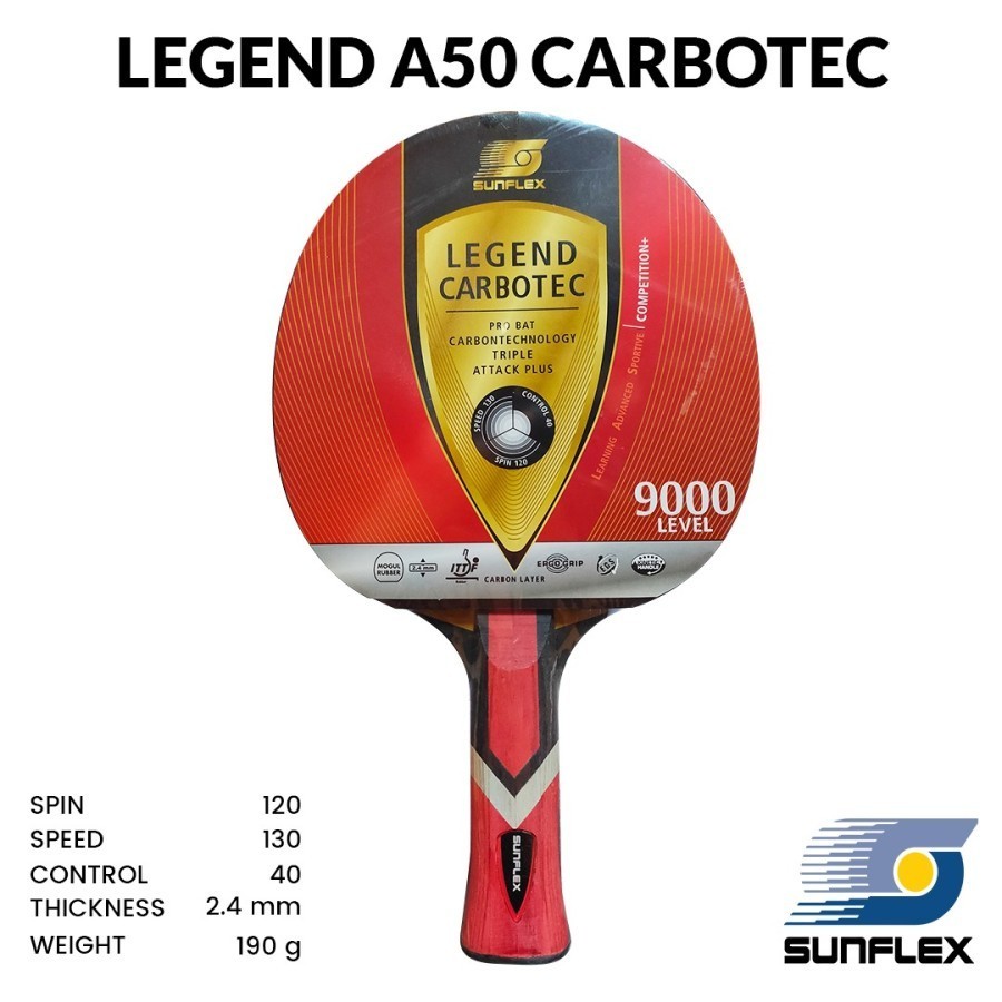 Jual Bat SUNFLEX Legend A50 Carbotec 9000 Bet Tenis Meja Pingpong Original | Shopee Indonesia
