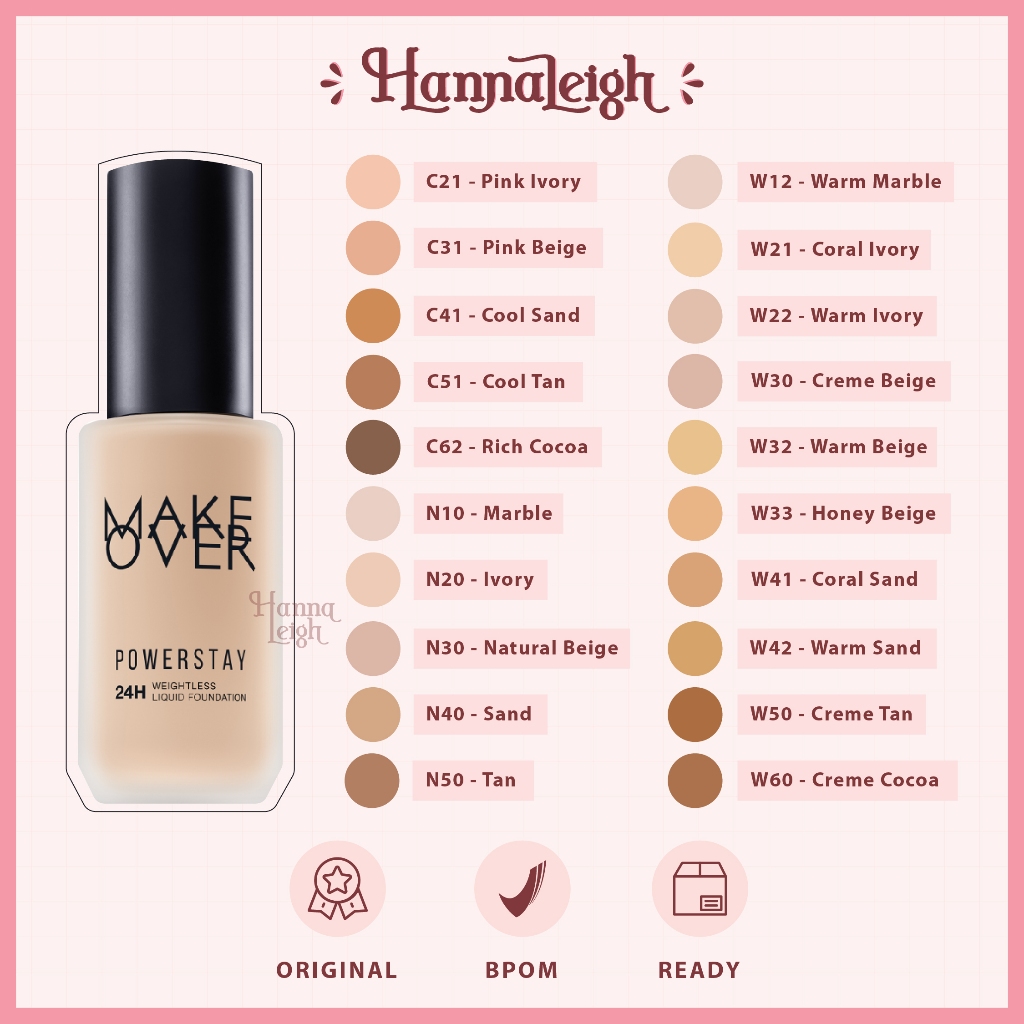Jual MAKE OVER - Powerstay 24H Weightless Liquid Foundation | Shopee ...