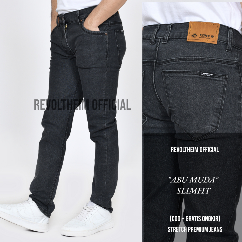 Jual Celana Jeans Pria Slim Fit Panjang Stretch Sandwash Black Hitam ...