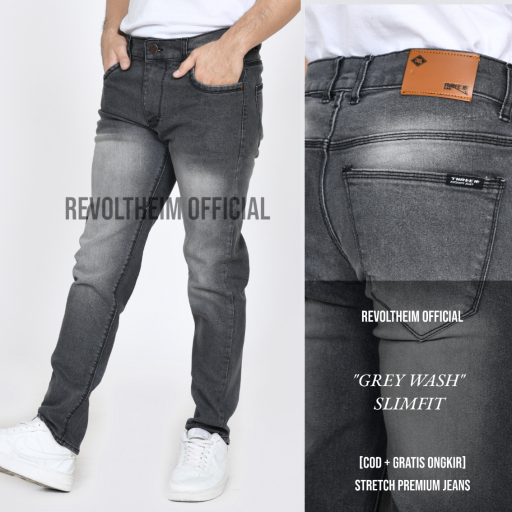 Jual Celana Jeans Pria Slim Fit Panjang Stretch Sandwash Black Hitam ...