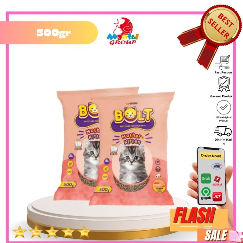 Jual Makanan Kucing Repack Bolt Cat Mother Kitten Salmon 500gr|REPACK ...