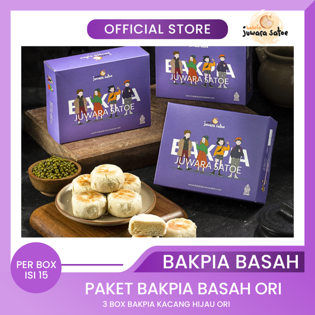 Jual BAKPIA JUWARA SATOE [ 3 Box ] Paket Bakpia Basah Kacang Hijau ...