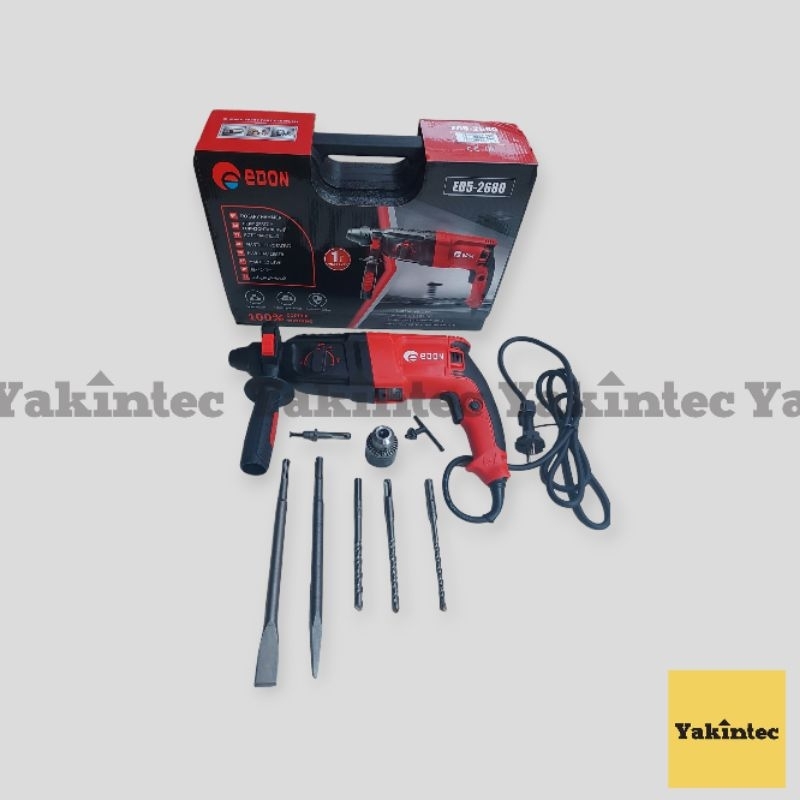 Jual Mesin Bor (3 Mode) Bobok Tembok Beton / Rotary Hammer EDON ED5-2680 | Shopee Indonesia
