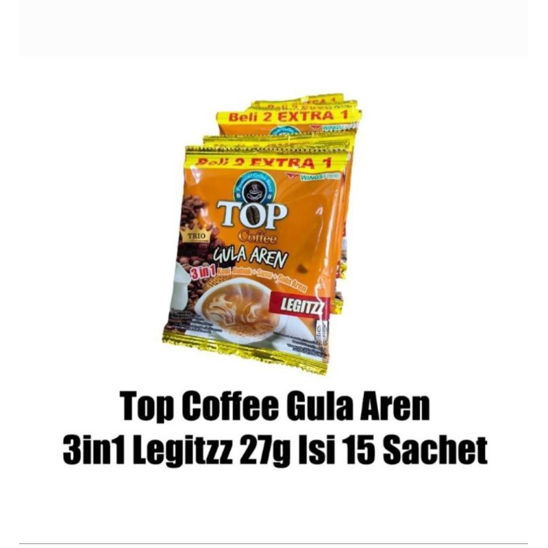 Jual Top Kopi Susu Gula Aren 3in1 Tubruk 27gr isi 15 Sachet | Shopee ...