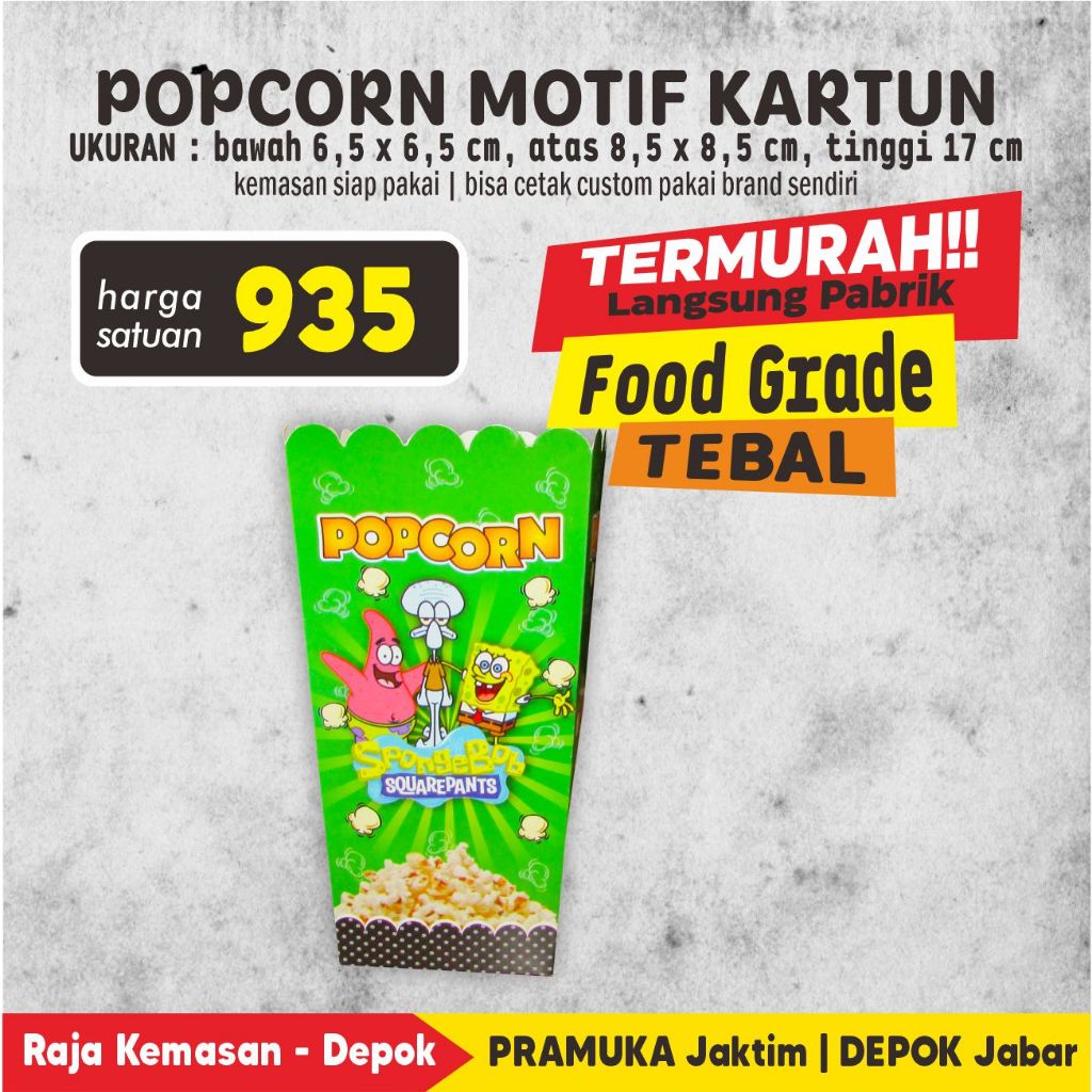 Jual BOX POPCORN LARGE 8,5x8,5x17 cm (isi 100 pcs) | Shopee Indonesia