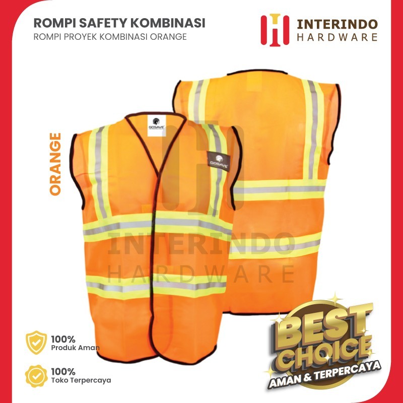Jual Rompi Safety Proyek Kombinasi Orange / Safety Vest Kombinasi ...