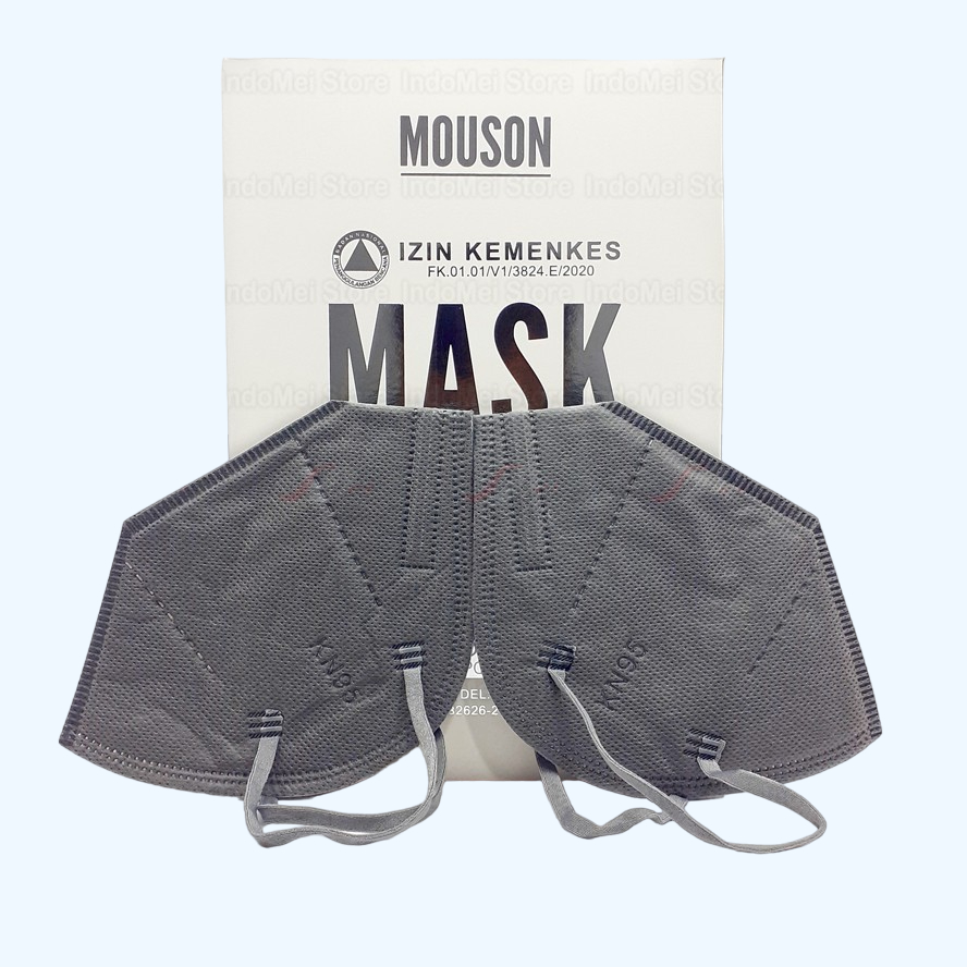 Jual MASK MASKER MOUSON KN95 KN 95 5ply ISI 50 DAN 10 PUTIH HITAM ABU ...