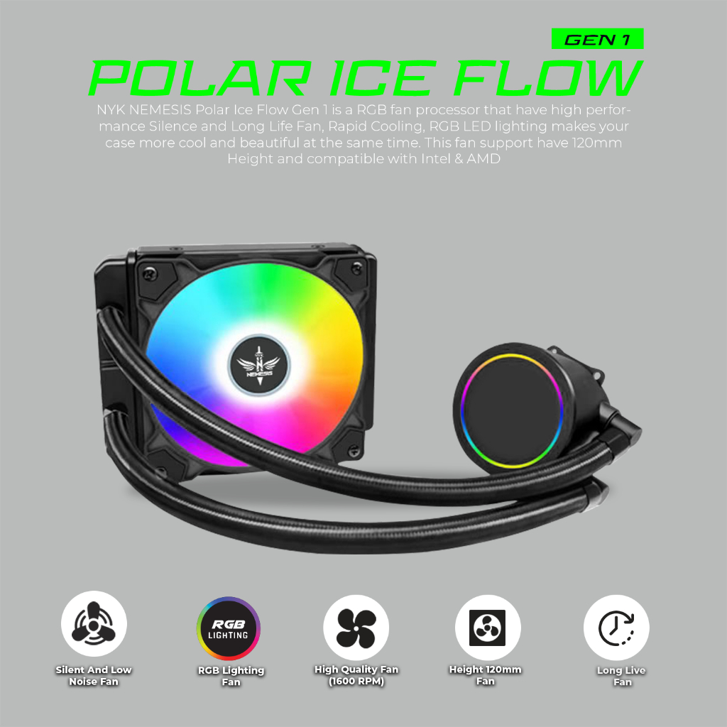 Jual Fan Liquid Cooler Single Fan RGB NYK Nemesis POLAR ICE FLOW GEN1 ...