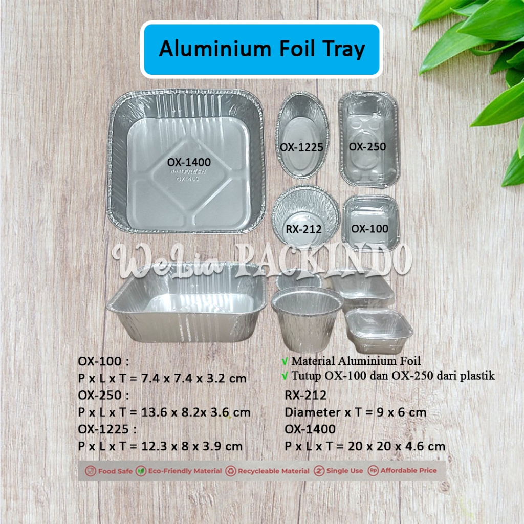Jual Aluminium Foil Tray Cup Tipe OX-100 + Tutup / BX-0350 untuk Mentai Lasagna Spaghetti ...