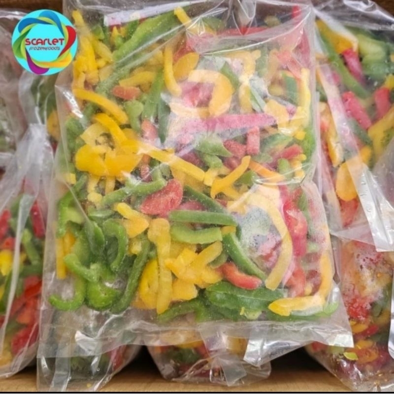 Jual Paprika Slice Iris Beku Frozen Mix Pepper Slice Paprika Merah ...