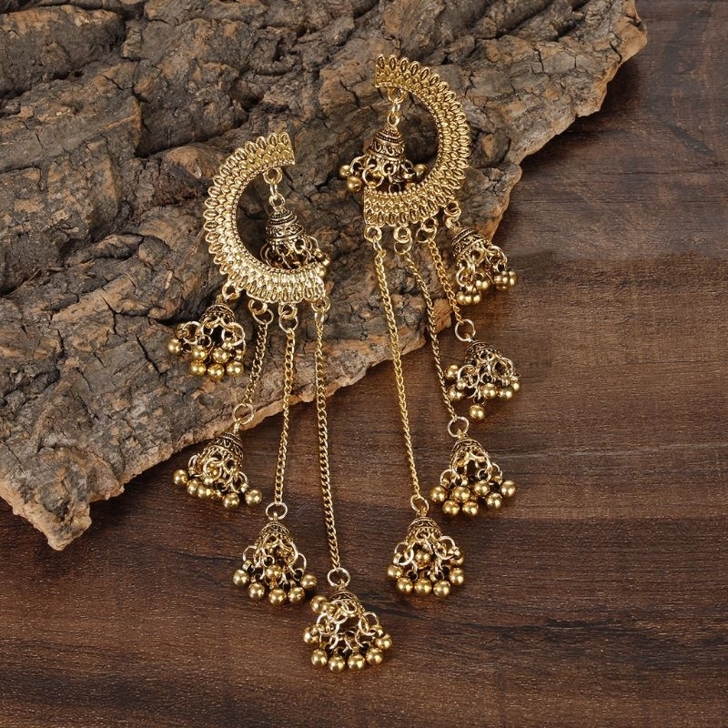 Jual Anting India Cantik Rumbai Lonceng Panjang Gold dan Silver Mewah ...