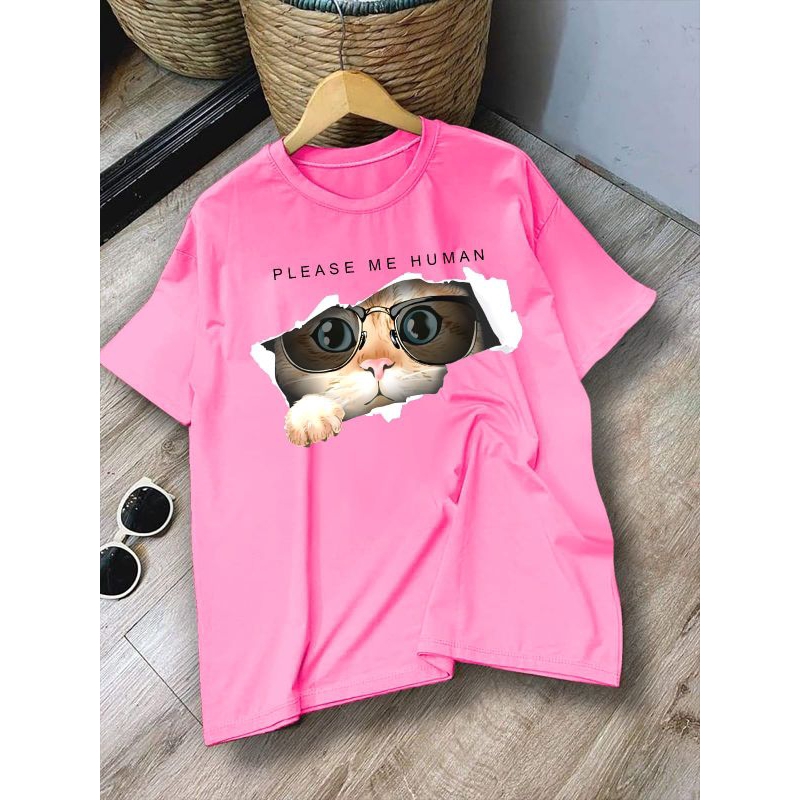 Jual ALPHA - KAOS OVERSIZE JUMBO GAMBAR KUCING PLEASE ME HUMAN | Shopee ...