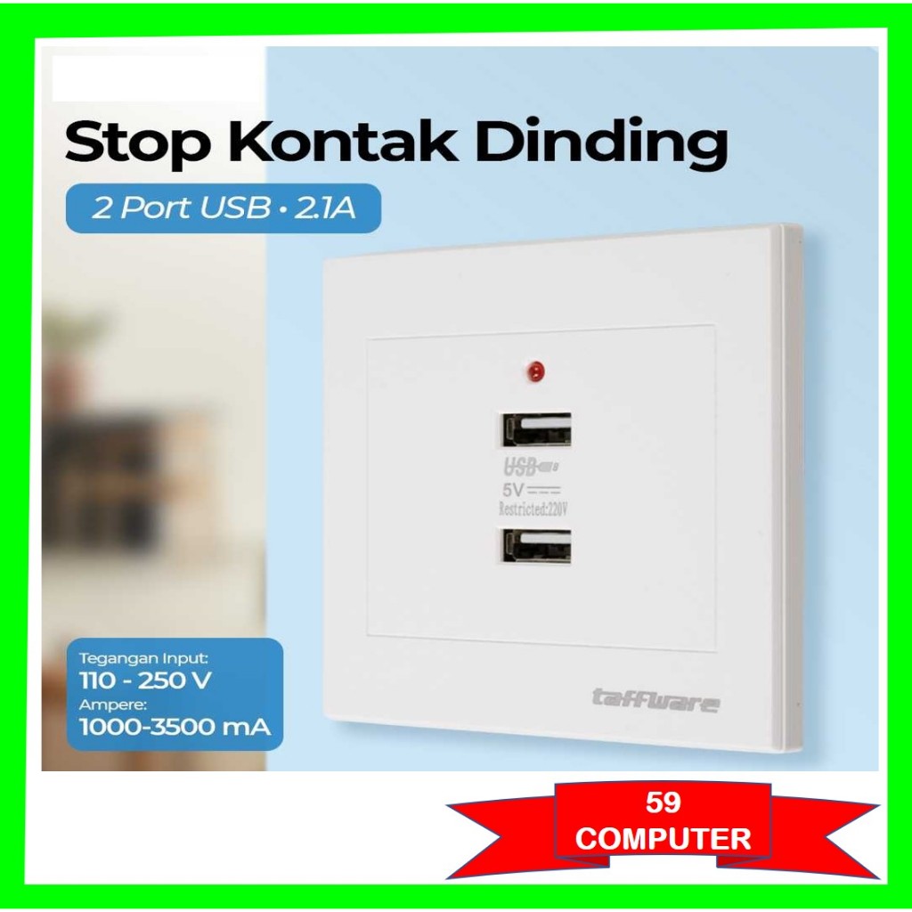 Jual Stop Kontak Tanam Dinding USB Fast Charging Colokan Dinding USB ...