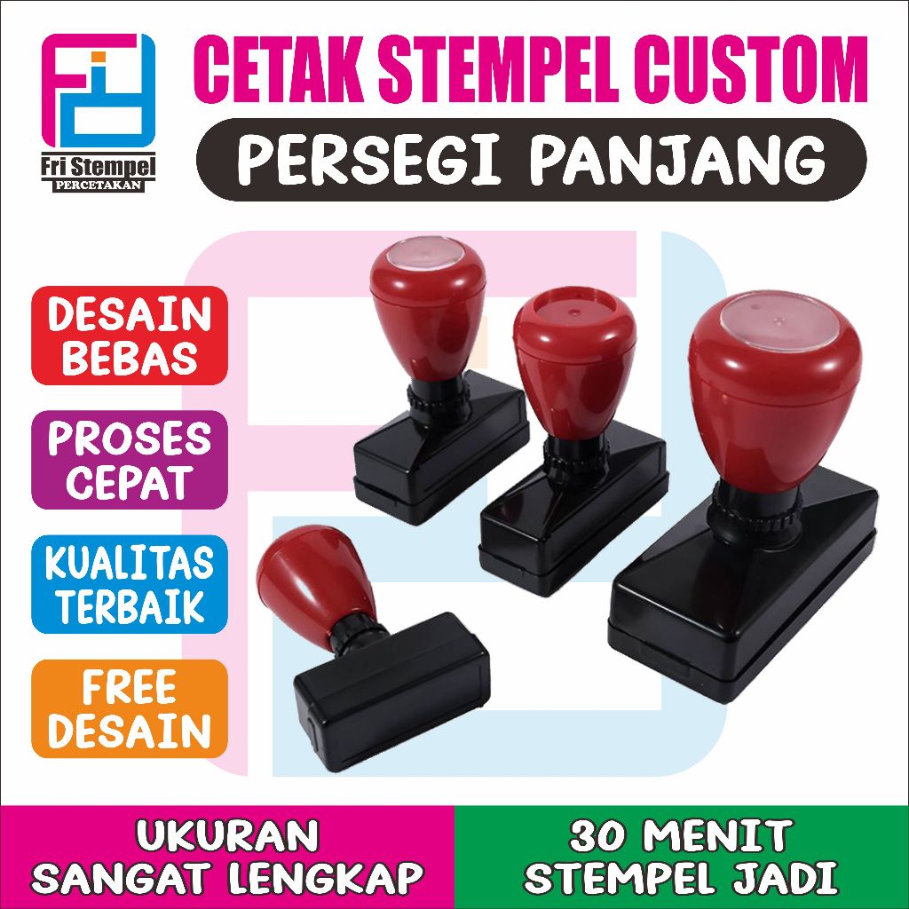 Jual Cetak stempel flash custom PERSEGI PANJANG Stempel tinta otomatis tinggal pakai | Shopee ...