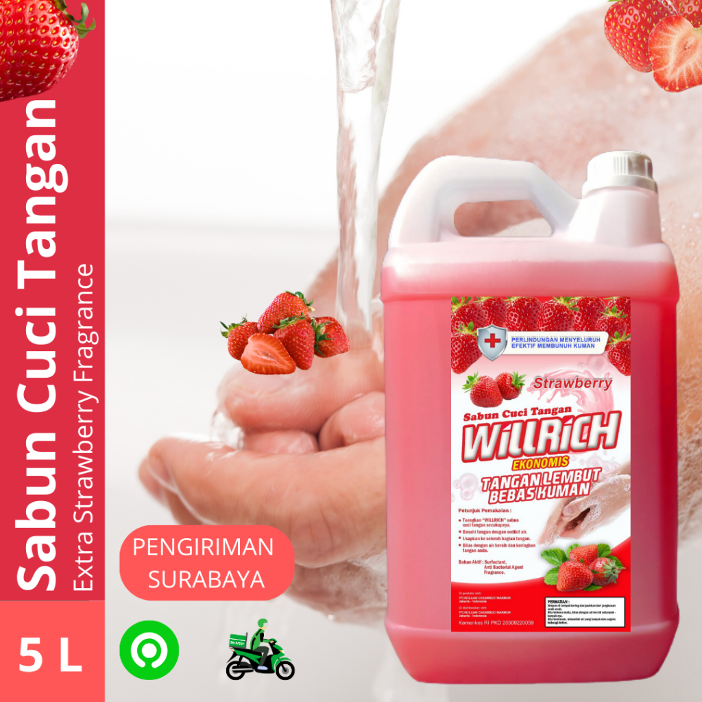 Jual Sabun Cuci Tangan Strawberry Berkualitas 5 Liter Willrich | Shopee ...