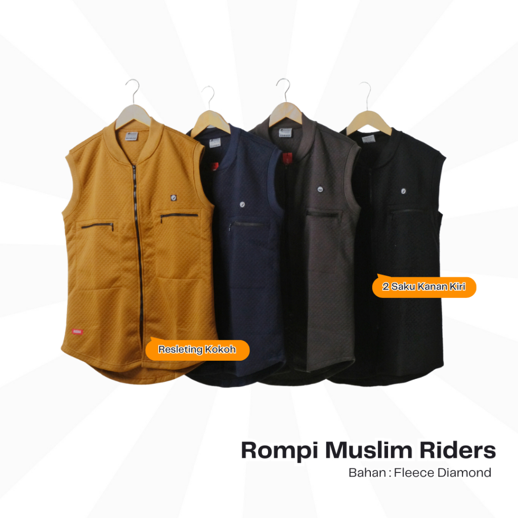 Jual Rompi Musri ROGBA - Rompi Sholat ROSAL Muslim Riders Motoran Polos ...