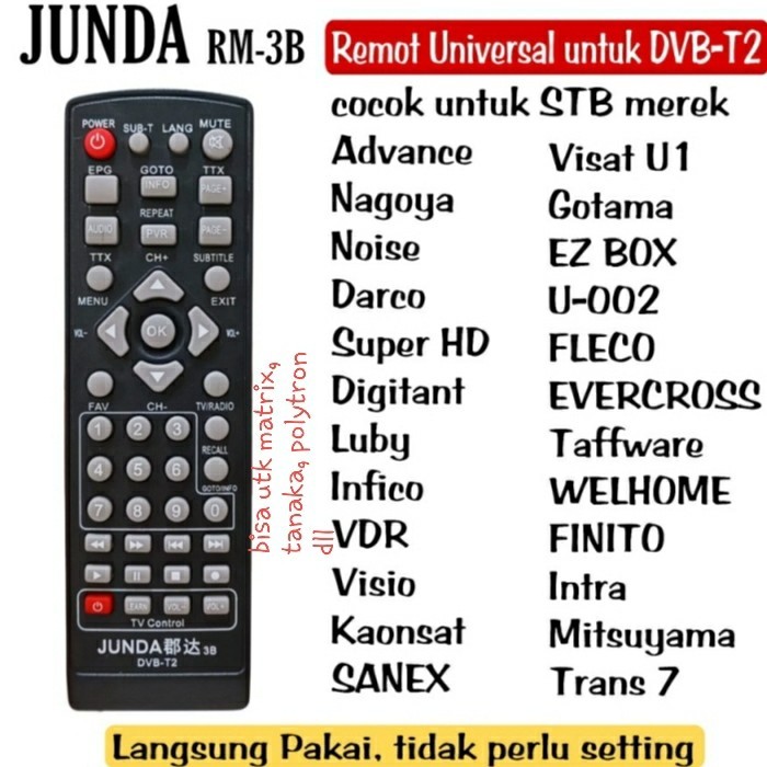 Jual Remot Remote Set Top Box STB DVB-T2 Universal Matrix Tanaka Noise ...