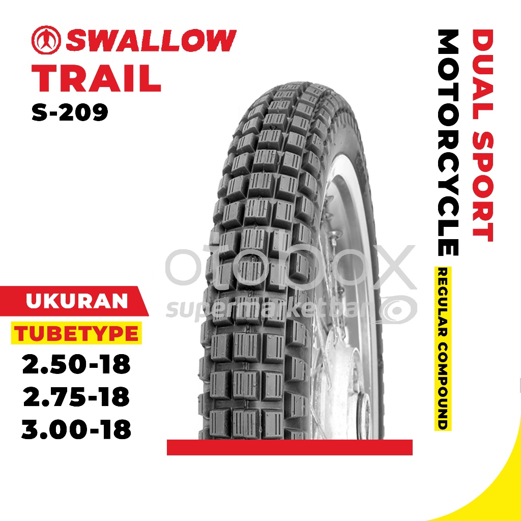 Jual Ban Luar Motor Trail Swallow S-209 Ukuran 250 275 300 Ring 18 Tubetype Ban Motor Semi Trail ...
