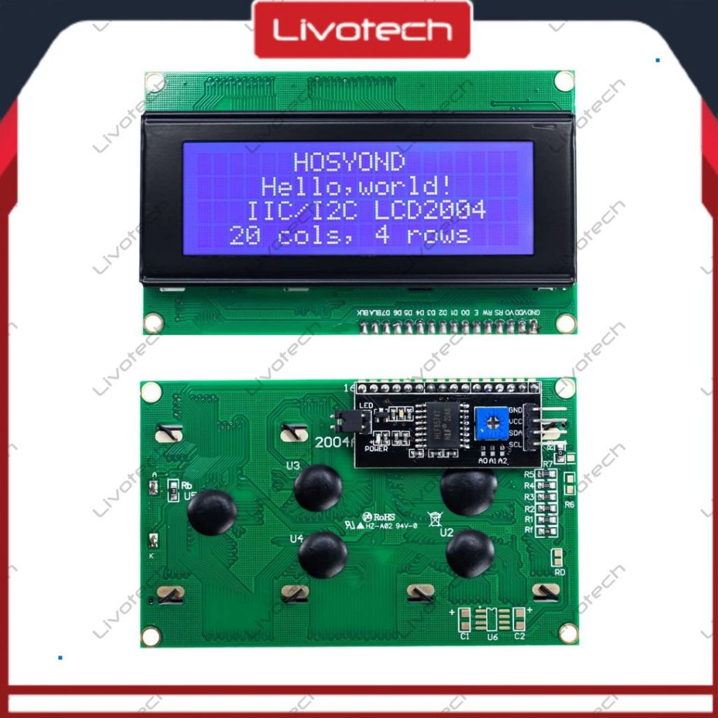 Jual LCD Display Blue 20x4 I2C Character 2004 Background Layar Biru 2004A Modul IIC | Shopee ...