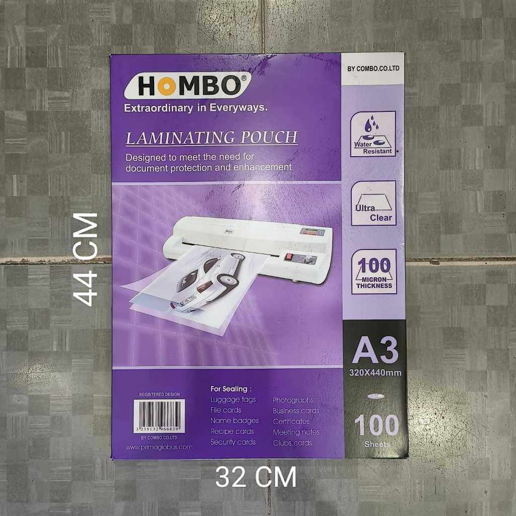 Jual Plastik Laminating A3 Hombo 100 micron (isi 100 lbr) | Shopee ...